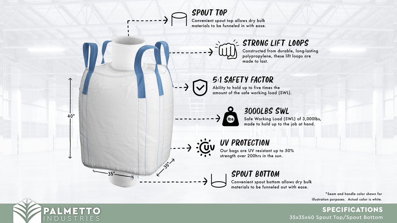 Bulk Bags FIBC Spout Top Spout Bottom 35 X 35 X 40 Bulk Bags FIBC Spout Top Spout Bottom 35 X 35 X 40